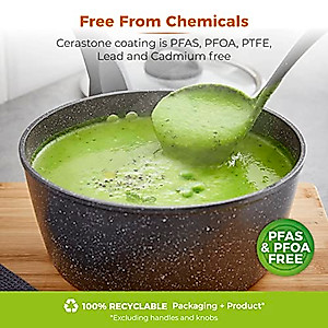 Tower Cerastone Forged Aluminium Pan Set with Easy Clean Non-Stick Ceramic Coating, 5 Piece, Graphite