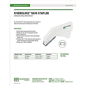 Riverpoint Medical Veterinary Surgical Skin Wound Closure Stapler Disposable Single use 35 Regular Size Stainless Steel Staples