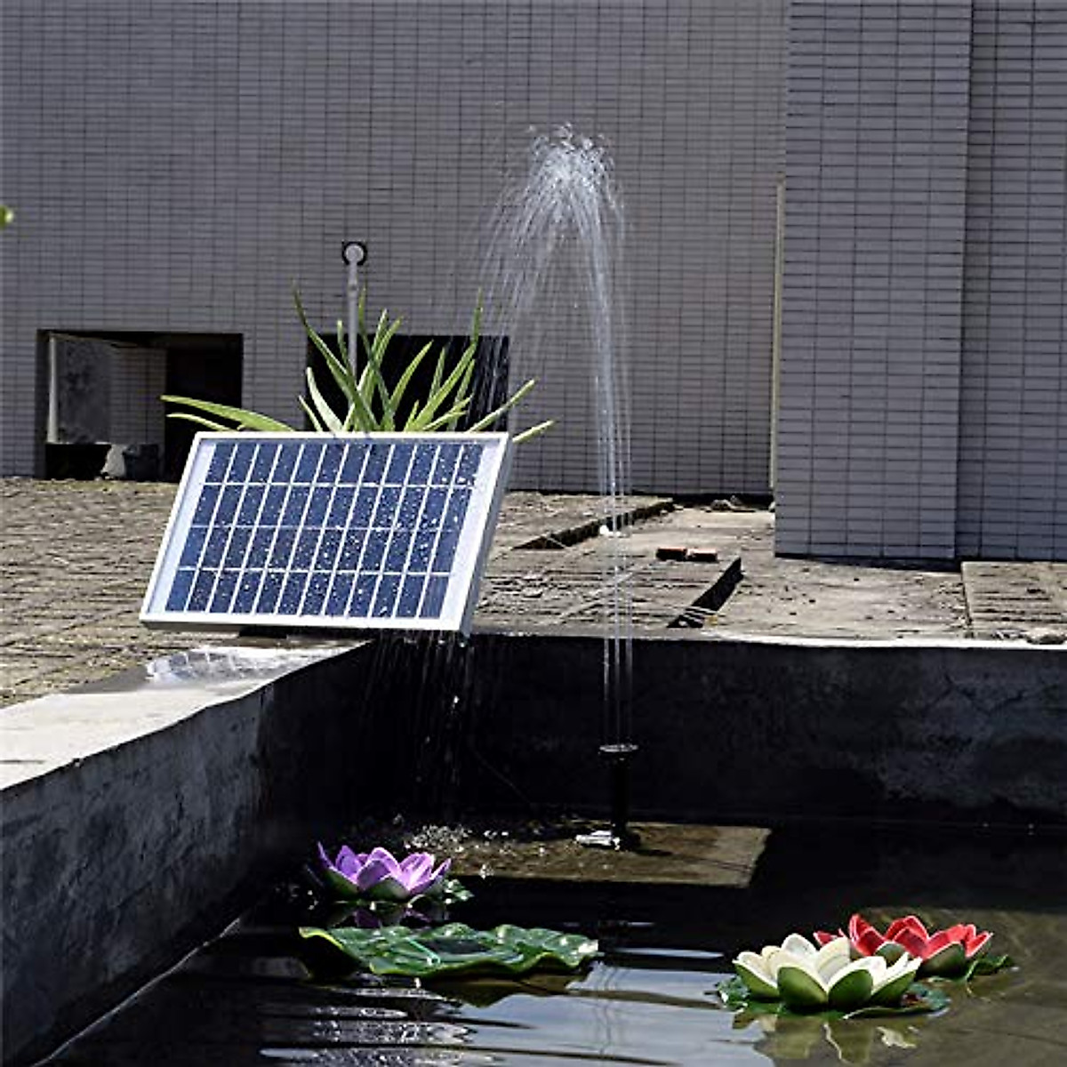 GOFEI Solar Fountain Pump, Solar Submersible Circulation Pump with 3 Nozzles, 5W Solar Panel Water Fountain, for Bird Bath/Garden/Pond