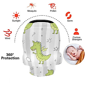 Nursing Cover Breastfeeding Scarf Funny Dragons- Baby Car Seat Covers, Stroller Cover, Carseat Canopy (d)