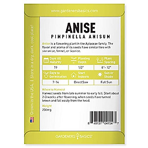 Anise Seeds for Planting is A Heirloom, Non-GMO Herb Variety- Pimpinella Anisum Herb Seeds Great for Indoor and Outdoor Gardening by Gardeners Basics