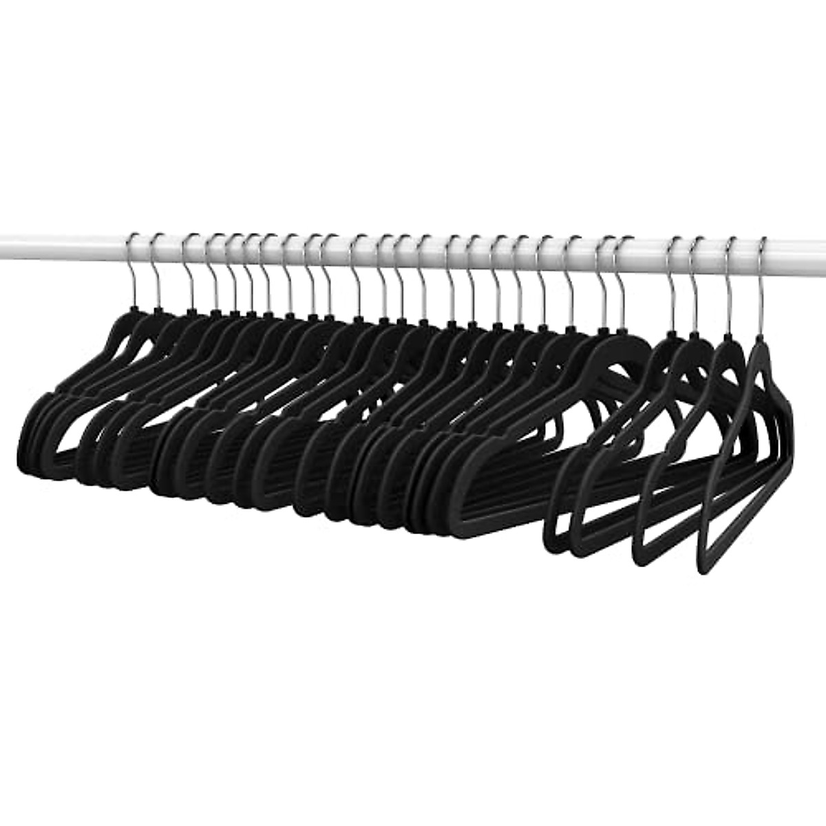 TECHZOO 50 Pack Velvet Hangers Heavy Duty Hangers for Coats, Dress, Jacket, Pants - Ultra Thin Non Slip Adult Felt Space Saving Clothes Hangers for Closet 360° Swivel Hook Hold Upto 10 lbs Black