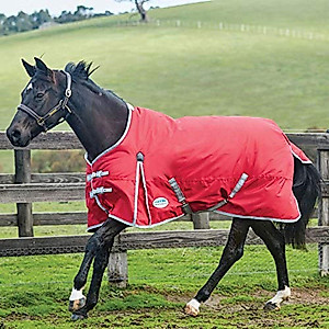 WeatherBeeta ComFiTec Classic Standard Neck Lite Horse Blanket, Red/Silver/Navy, 81"