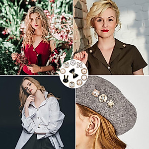 100 Sets Pearl Brooch Buttons, No Sew Instant Removable Reusable Cover Up Buttons Pins, Rhinestone Brooch Pins for Women Fashion, Replacement Safety Button For Clothing Shirt Dress Sweaters Coat Shawl