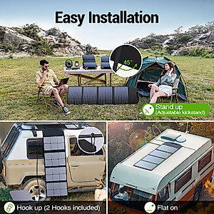 BROWEY 120Watt Portable Solar Panel for Power Station, IP68 Waterproof Solar Charger with Adjustable Stand Foldable for Outdoor RV Camping Van Off-Grid Solar Backup