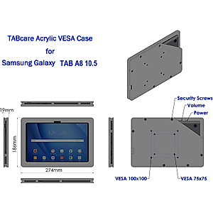 TABcare Security Anti-Theft Acrylic VESA Enclosure for Samsung Galaxy TAB A8 10.5 with Wall Mount Kit (Black, TAB A8 10.5)