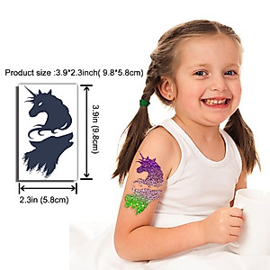 Temporary Glitter Tattoo Kit For Kids -, Dinosaur Butterfly Fake Tattoo Make Up Art Kits For Boys and Girls, DIY Creative Waterproof Tattoos with 90sheets Tat Stickers 24 Glitter Box and 3 Brush