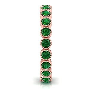 Certified Lab Grown Emerald Full Eternity Band, AAAA Quality, Emerald Wedding Ring for Women- Ready to Gift, 14K Rose Gold, Size:US 7.50
