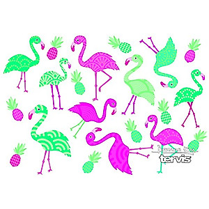 Tervis Flamingo Pattern Stainless Steel Tumbler with Clear and Black Hammer Lid 20oz, Silver