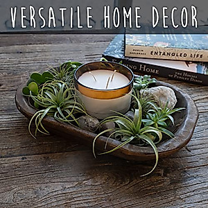 MAINEVENT Decorative Bowl Home Decor 10 Inch, Wooden Dough Bowl Decor, Wooden Bowl Decor, Wood Bowl Dining Room, Table Centerpiece Decor Bowl, Wood Bowl Decorative Wood Dough Bowl Centerpiece Bowl