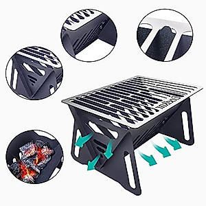 Bodkar Mini Tabletop Charcoal Grills, Personal Small Grill Portable BBQ Grill for Indoor Outdoor Barbecue Camping Picnic
