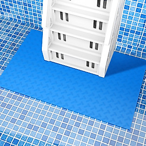 DECOHS 16" x 36" Pool Ladder Mat-Large Swimming Pool Step Mat with Non-Slip Texture-Protective Ladder Pad for Above Ground Pools Liner and Stairs (Stripe)