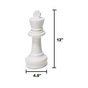 MegaChess Large Chess Pieces and Large Chess Mat - Black and White - Plastic - 12 inch King