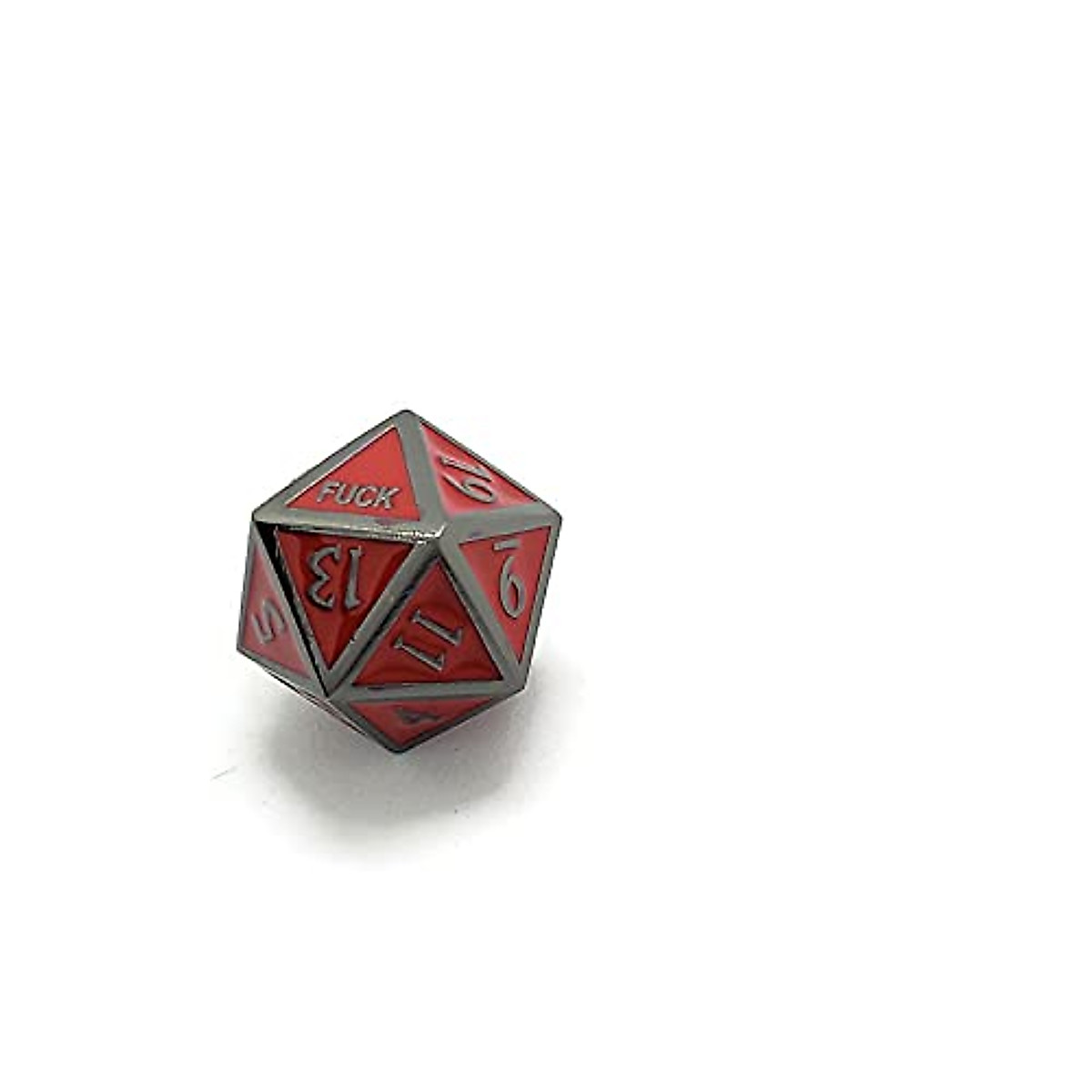 Red Metal D20 F*** Dice Critical Fail F 20 Sided Die Set DND Black Red Gunmetal Color Number for Role Playing Game Dungeons and Dragons D&D Pathfinder Shadowrun and Math Teaching