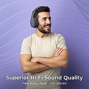 Bluetooth Wireless Headphones Over-Ear, Louise&Mann Bluetooth Headphones Foldable, Wired & Wireless Headset with Built-in Mic, Huge Playtime, Soft Foam Earmuffs and Carry Case for Cell Phones, PC, TV