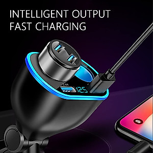 2024 New Upgrade 5 Port Cigarette Lighter Splitter,QC3.0&PD 20W Super Fast Car Charger with Dual Cigarette Lighter Plug with LED Voltmeter Compatible with iPhone 14 Pro iPad Dash Cam GPS (PD+QC+2.4A)