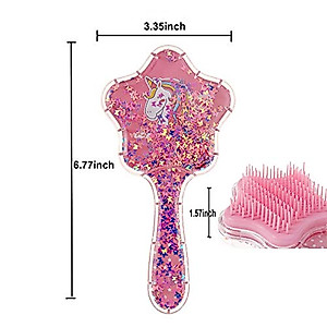 Zou.Rena Little Girls Hair Brush Easily Brushed Through Tangles-No Liquid,Glitter Confetti Unicorn Gifts Play for Kids Age 3-8(pink)