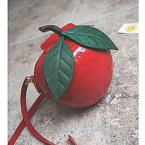 123Arts Fashion Apple Shape PU Leather Handbag Cartoon Shoulder Bags Purse - Red / Green, 191910cm