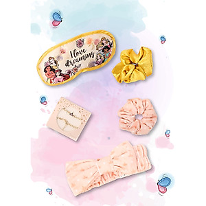 Disney Princess Girls Gift Set - Girls Spa Set Includes Pouch, Sleep Mask, Hair Scrunchies and Spa Headband Accessories