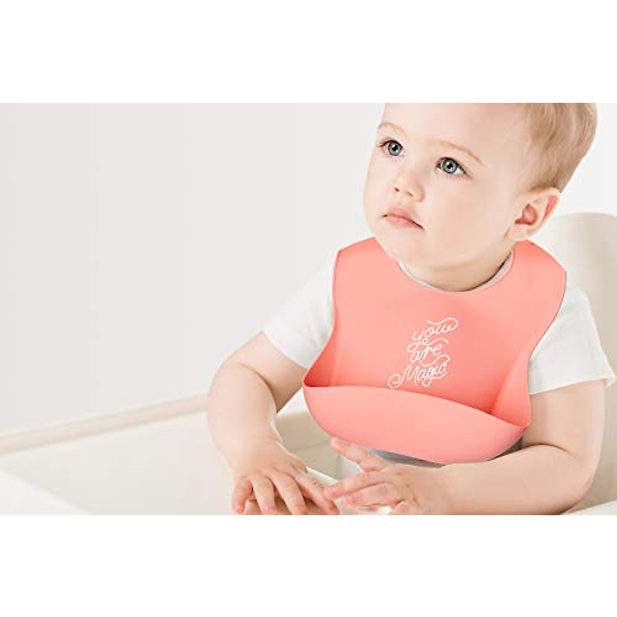 Sweet Child 3 Pack Silicone Baby Bibs Waterproof, Deeper Food Catcher Pocket, Food Grade BPA Free, Odor Resistant, 6-24 Month