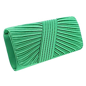 Satin Evening Purse With Pleated Design-Green