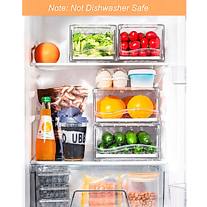 Ornafort Fridge Organizer Bins, Clear Stackable Refrigerator Drawers Pull Out, Reusable Food Storage Containers for Kitchen, Freezer, Pantry, Office, Closet, as ​Gift (2 Drawers, Large)