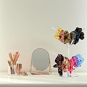 Acrylic Scrunchie Holder Organizer Stand Angled Branches Scrunchie Holder Stand Accessories Jewelry Hair Tie Organizer Storage Holder Bracelet Earrings Holder Y2k Room Decor for Girls Teen (White)