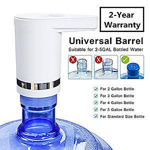 Myvision 5 Gallon Electric Water Bottle Dispenser, Portable Water Pump for 2-5 Gallon Bottle (White)
