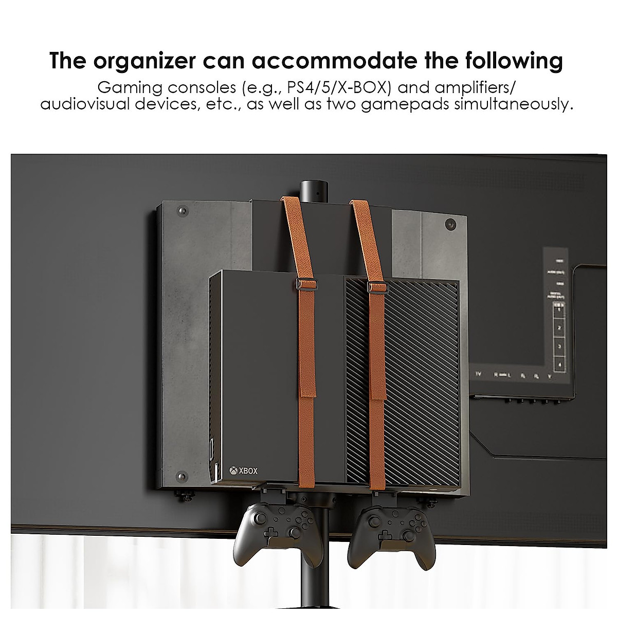 FITUEYES Design Game Controller Holder TV Back Mount Video Game Organizer, Compatible with PICASSO Series TV Stand, 13LBs Max Load Stoage for PS5/ PS4/ Xbox Series, PICASSO Series