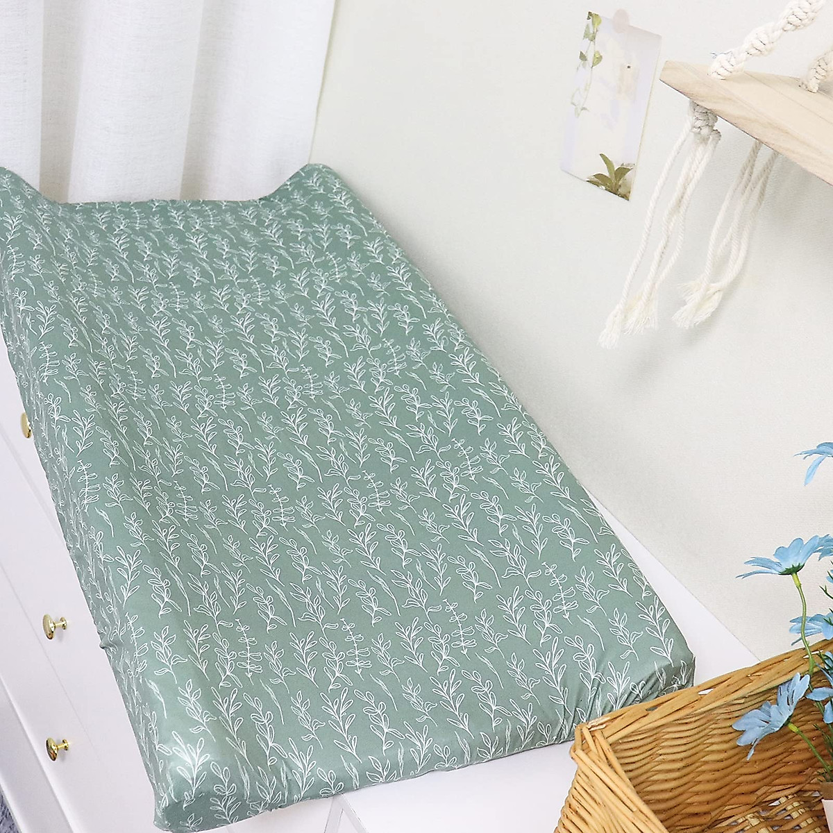 Baby Diaper Changing Pad Cover Cradle Mattress Sheets,Baby Blankets, Sage Minky Toddler Blanket for Boys Girls, Dotted Backing, Double Layer, Crib Receiving Blanket