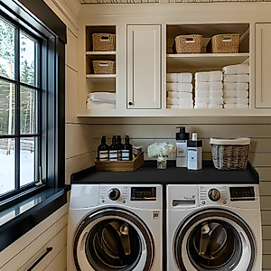 Kaboon Washer Dryer Countertop Only, Melamine Countertop with Edge Rails - 27.5" Depth x 54" Width Laundry Room Organization, Black