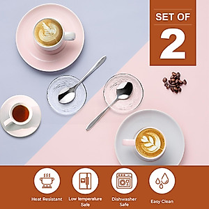 Glass Coffee Spoon Rest Set of 2, Small Spoon Rest Clear Round Coffee Spoon Holder Rests for Coffee Station Decor Stove Top Countertop Kitchen Accessories