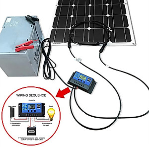 DSJ 12V 100W Monocrystalline Flexible Solar Panel - Solar Power System Kit with Charge Controller for Outdoors Travel Camping