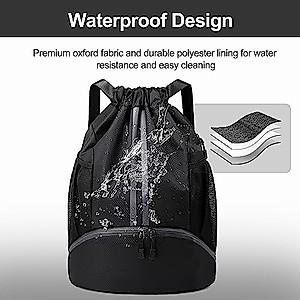 Hoedia Sports Drawstring Backpack - String Swim Gym Bag with Shoes Compartment and Wet Proof Pocket for Women&Men