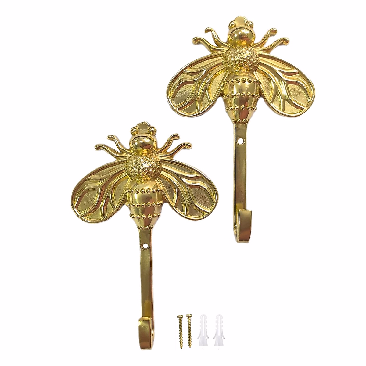 CatchDragon 2pcs Brass Coat Hooks for Wall, Rustic Animal Wall Hooks Gold,Decorative Wall Hooks for Hanging Coats, Towels, Keys, Hat