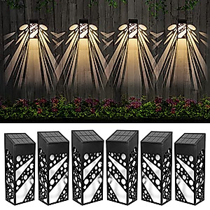 Solar Fence Lights, 6 Pack Waterproof Solar Wall Lights with RGB & Warm White Mode, Lighting Decorative Garden Lights with Auto On/Off, Perfect for Fence, Backyard, Garden, Front Door, Patio.
