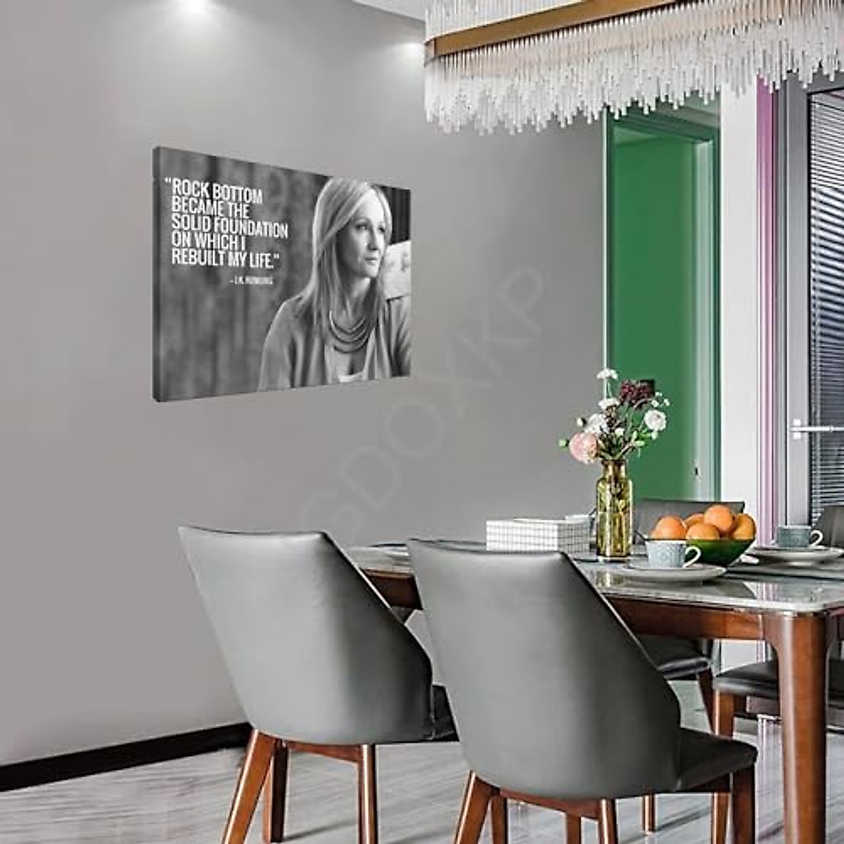 Novelist JK Rowling Inspirational Quotes Black And White Portrait Art Poster (2) Canvas Poster Wall Art Decor Print Picture Paintings for Living Room Bedroom Decoration Frame-style 20x16inch(50x40cm)