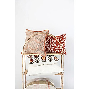 Creative Co-Op Cotton Embroidered Pillow with Flowers