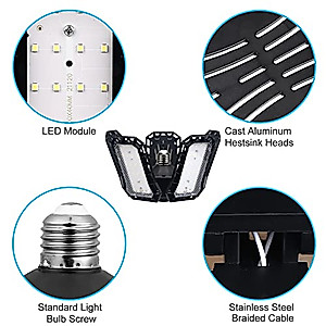LIGHTSTARTER 1 Pack LED Garage Light 120W Led Shop Light 12000LM 6500K Garage Lights Ceiling Led with 5+1 Deformable Ultra Bright Panel for Garage, Workshop E26/E27 Compatible (1 Pack-120W)