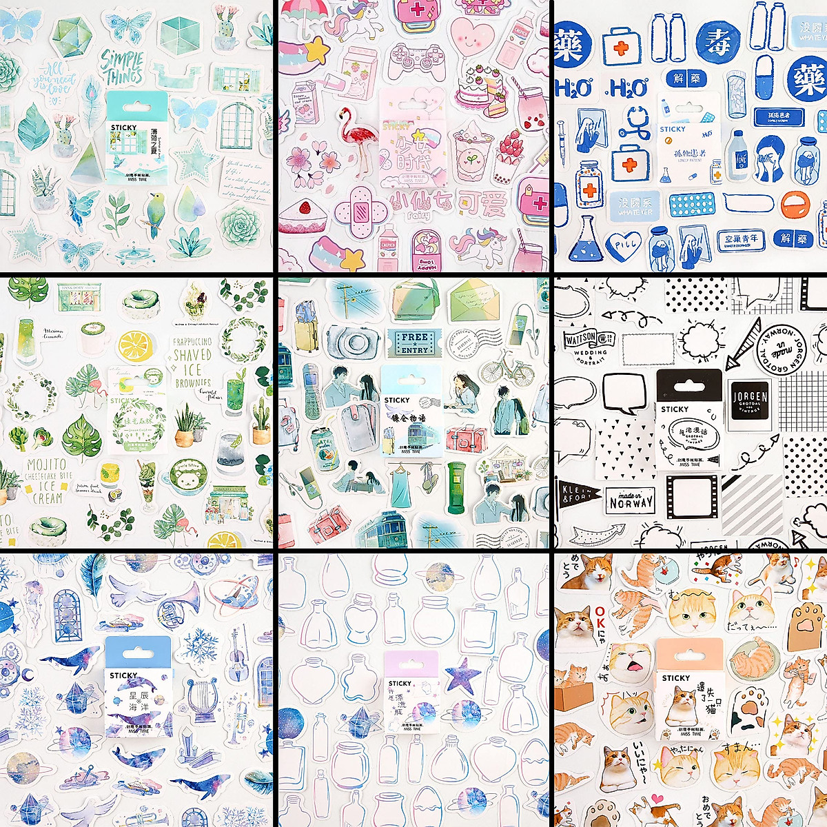 Kawaii Girl Generation Series Cute Boxed Kawaii Stickers Planner Scrapbooking Stationery Japanese Diary Stickers(A)