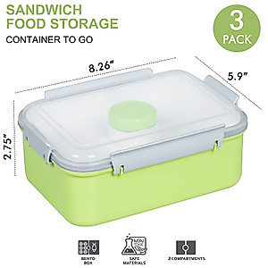 shopwithgreen 3 Pack Salad Food Storage Container + 8 Pack Bento Lunch Box, Food Prep Storage Containers with Lids, Reusable Microwave and Dishwasher Safe for School Work Travel Camp, BPA Free