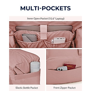 BAGSMART Travel Duffle Bag, Weekender Bags for Women Large Carry on Overnight Bag, Gym Bag with Trolley Sleeve, Personal Item Travel Bag Workout Dance Bag, Dark Pink