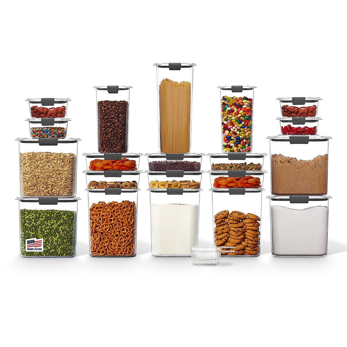 Rubbermaid Brilliance Pantry 20-Piece Set, Clear and Airtight Food and Pantry Storage Containers, 15