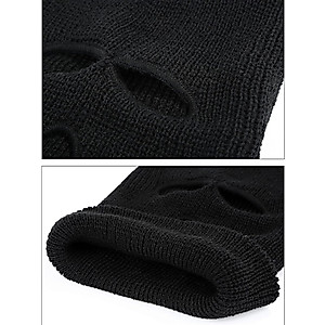 2 Pieces Knitted Full Face Cover 3-Hole Ski Mask Winter Balaclava Face Mask (Black)