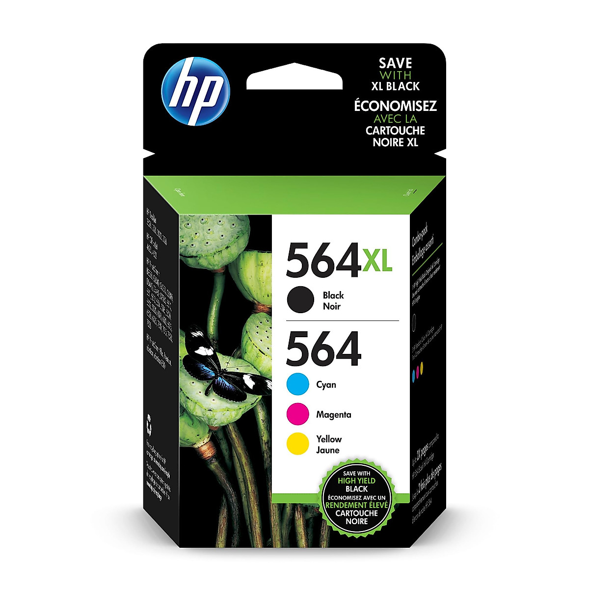 Hp 564 / 564Xl (N9h60fn) Ink Cartridges (Cyan Magenta Yellow Black) 4-Pack in Retail Packaging