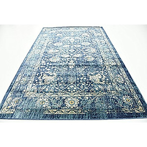 Unique Loom Oslo Collection Traditional Botanical Navy Blue Area Rug (6' x 9')