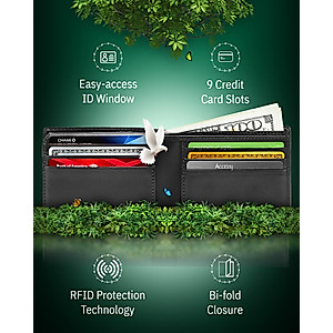 Access Denied Vegan Leather Bifold Wallets For Men - Cruelty Free Non Leather Mens Wallet With ID Window RFID Gifts For Him