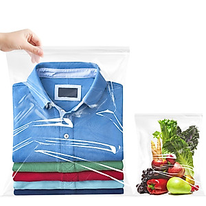 Xsourcer Zipper Storage Bags, Pack of 12, 3.5 Gallon Reclosable Plastic Storage Bags, Great Storage for Food, Clothing, Shoes, Office Supplies & Travel Essentials, 2 Mil Thick, Size 16" x 18"