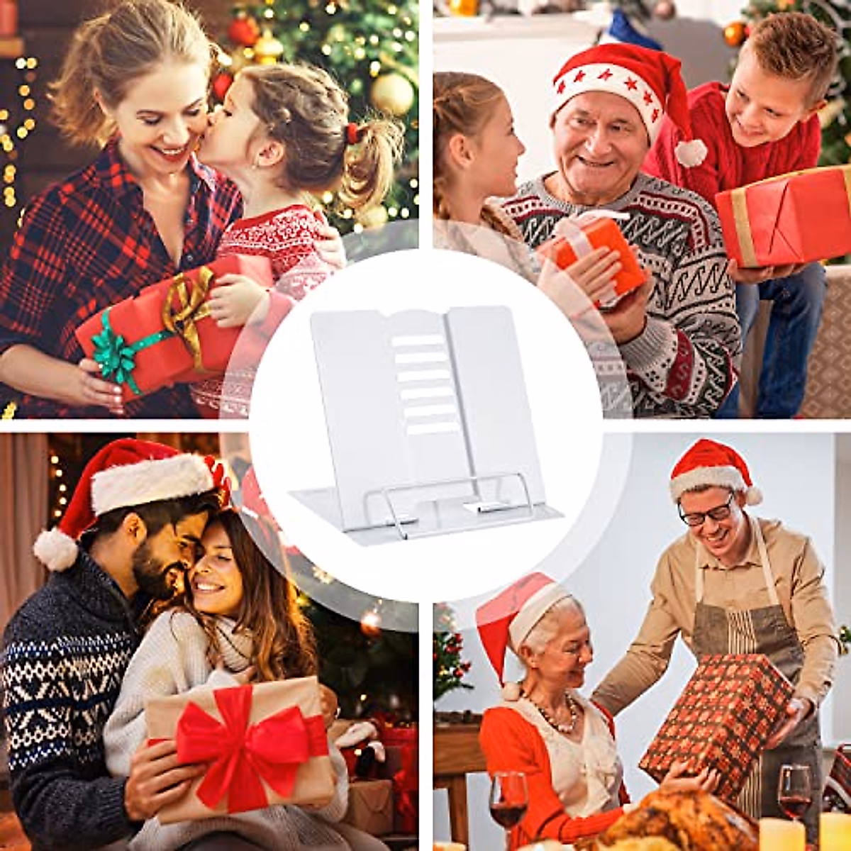 MSDADA Desk Book Stand Metal Reading Rest Book Holder Adjustable Cookbook Documents Holder Bookstands for Recipes Textbooks Music Books Birthday Gift for Age 3,4,5,6,7,8,9,10+ Boys Girls (White)