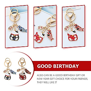 NUOBESTY Maneki Neko Lucky Cat Keychain: Japanese Beckoning Cat Keyring Fengshui Fortune Key Chains for Wealth Fortune